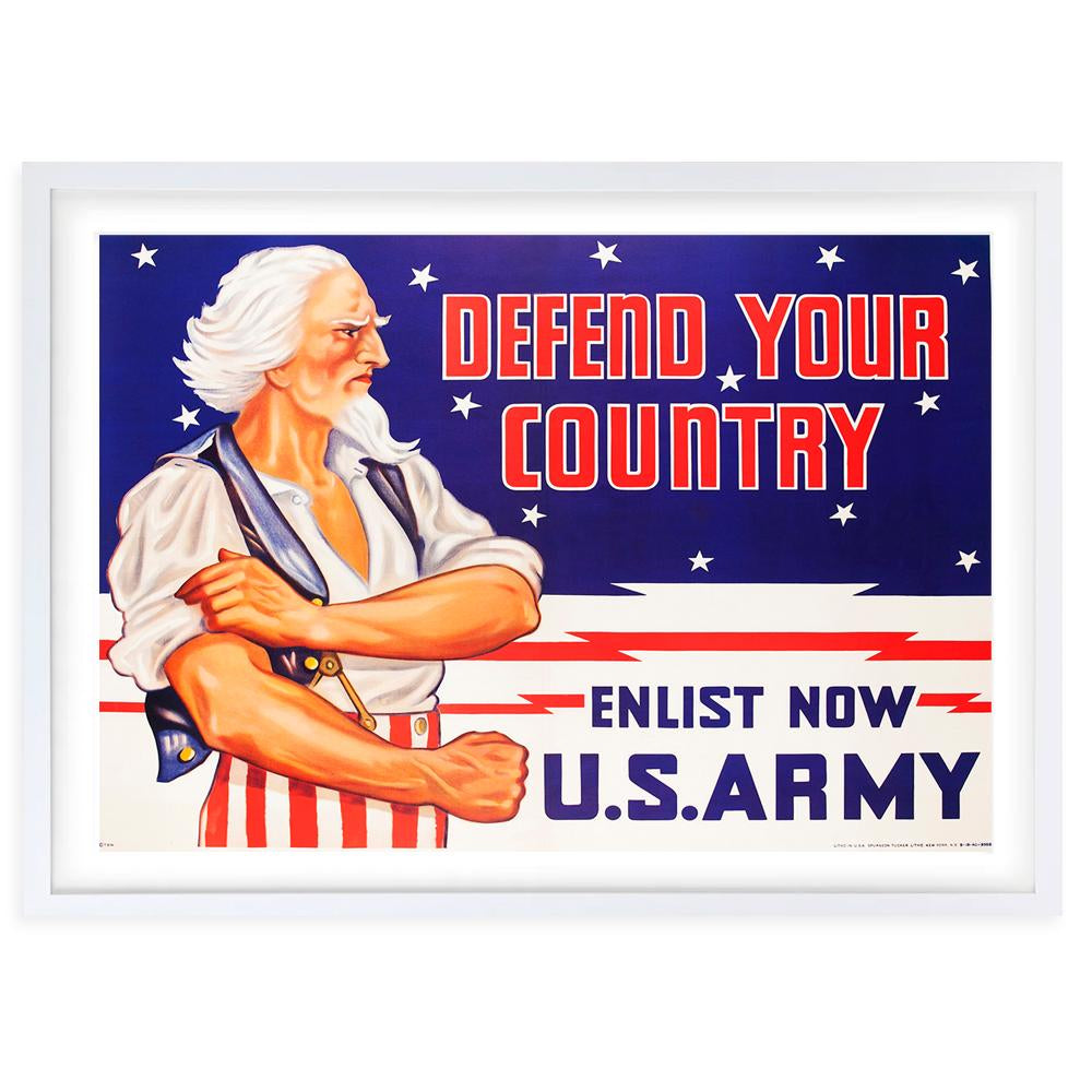 Wall Art's Us Army Defend Your Country Large 105cm x 81cm Framed A1 Ar ...